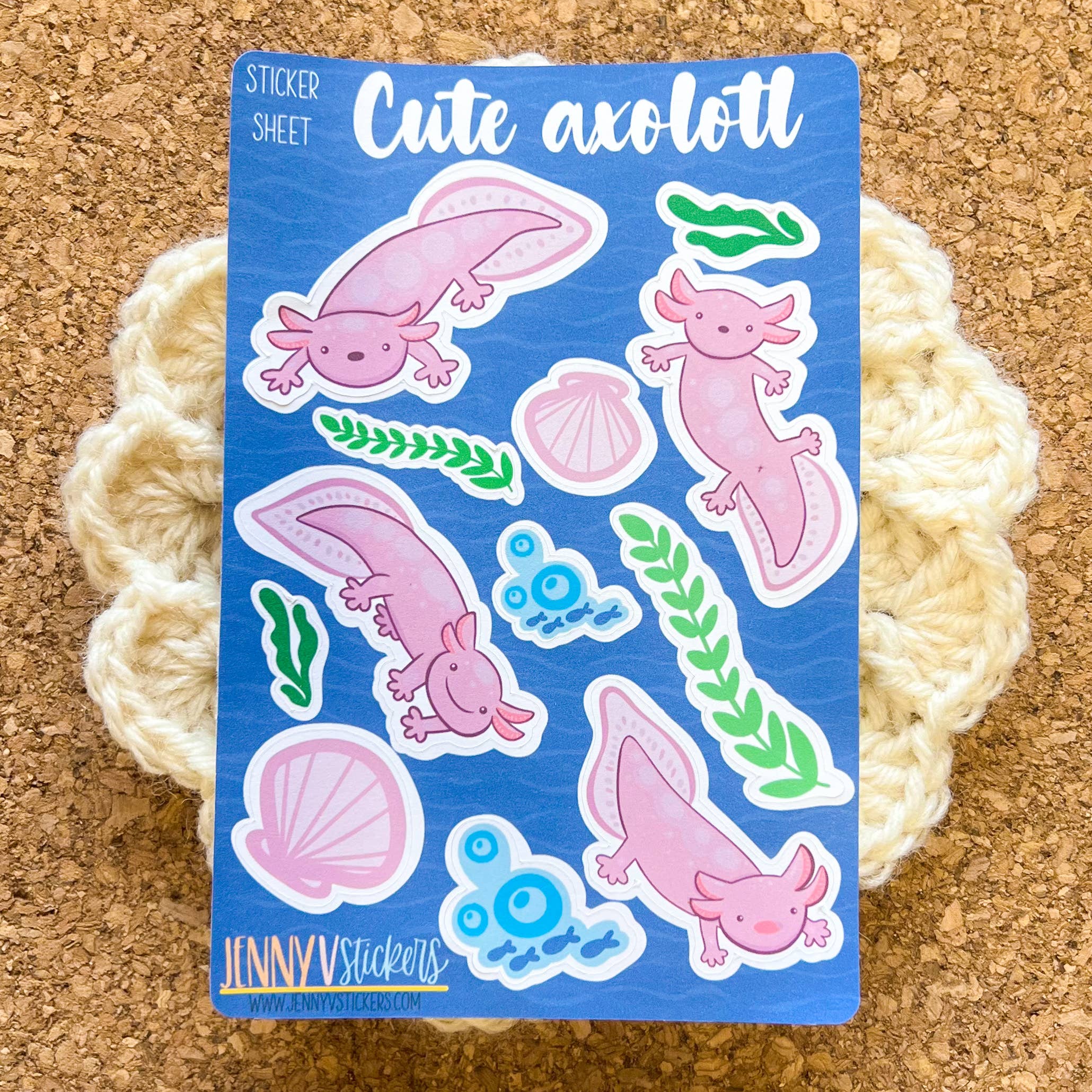 Cute Axolotl Sticker Sheet – Cards o' Glee